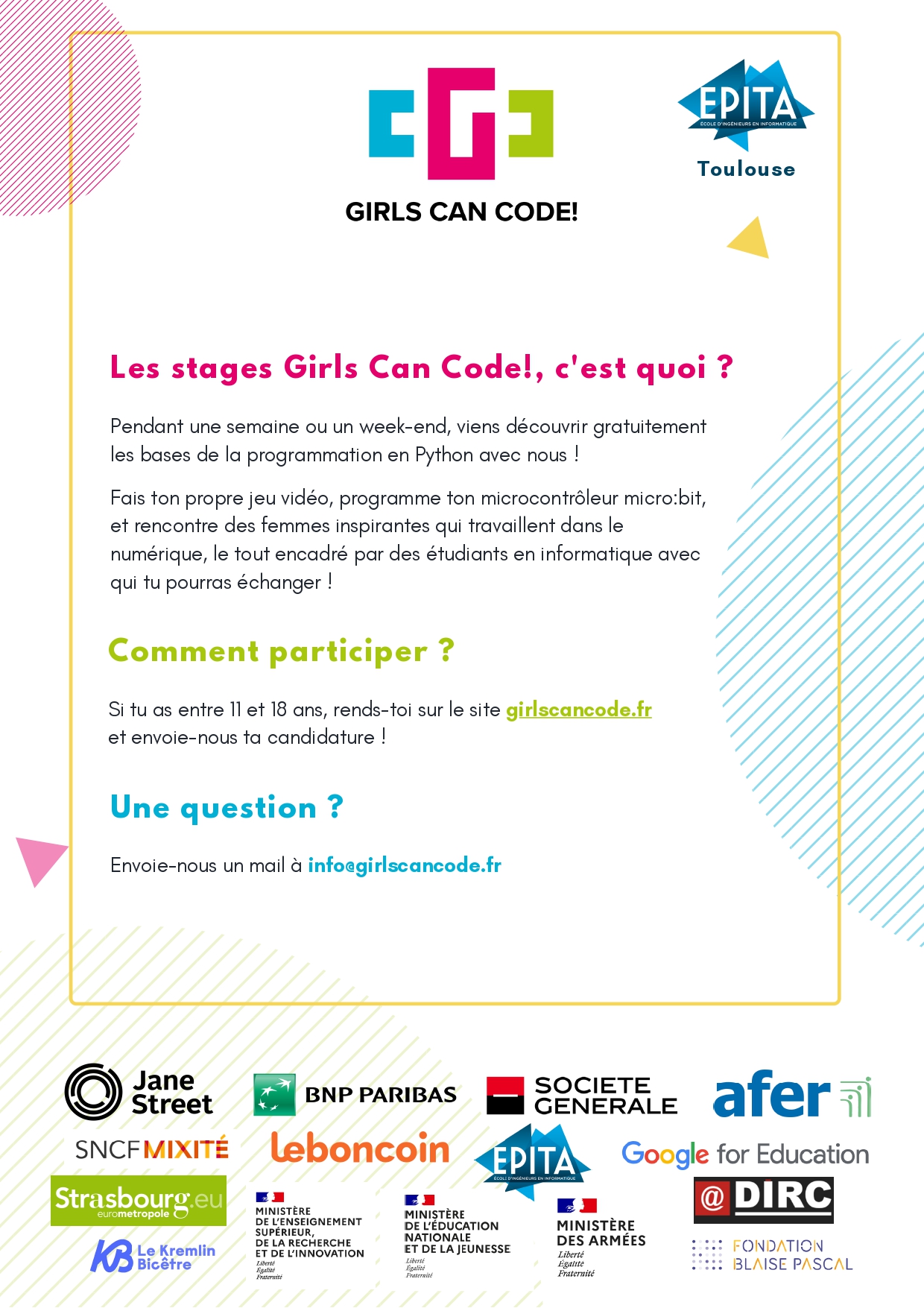 Stages Girls Can Code les 16 et 17 décembre 2023 - Actualités - LYCEE ...